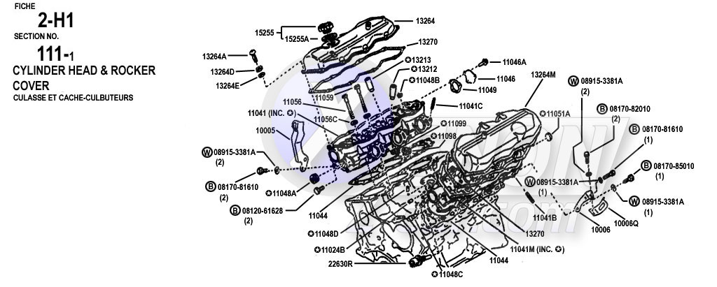 XenonZcar.com Z31 Parts Fiche CYLINDER HEAD AND ROCKER COVER Section 2H ...
