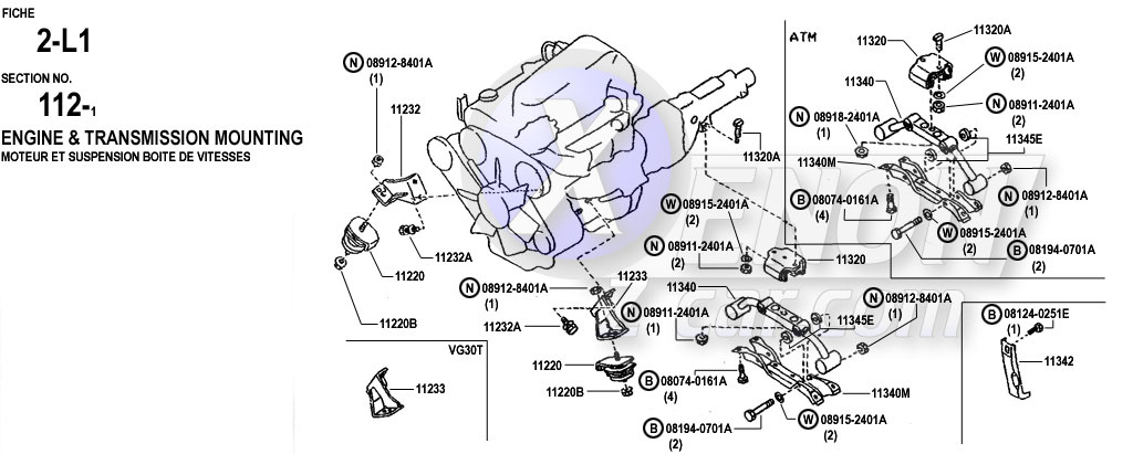 XenonZcar.com Z31 Parts Fiche ENGINE & TRANSMISSION MOUNTING Section 2L ...