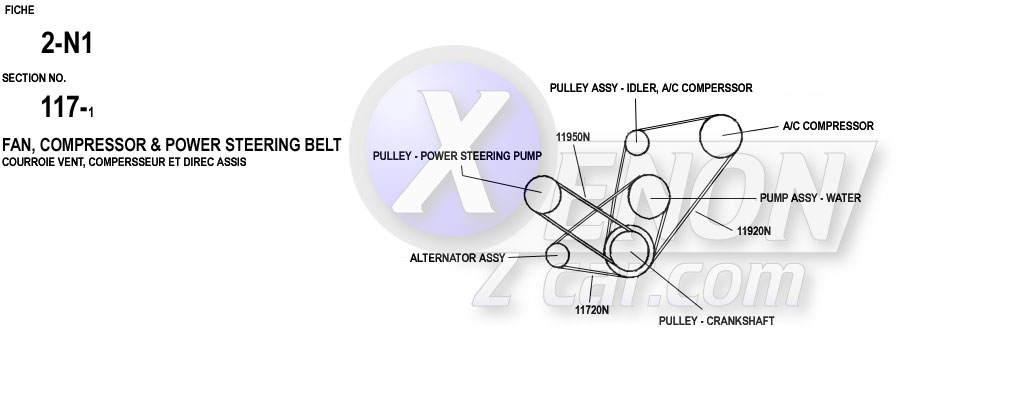 XenonZcar.com Z31 Parts Fiche FAN, COMPRESSOR & ALTERNATOR BELTS ...